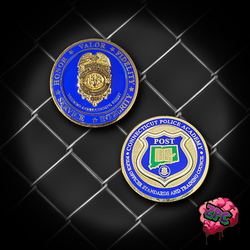 CT- Police Officer Standards and Training Council Motto Coin- Connecti ...