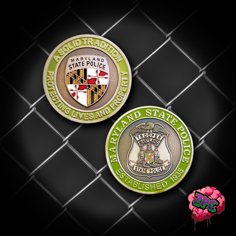 MSP- 2010 -Maryland State Police Green 3D Badge Challenge Coin – ZOMBIE HQ