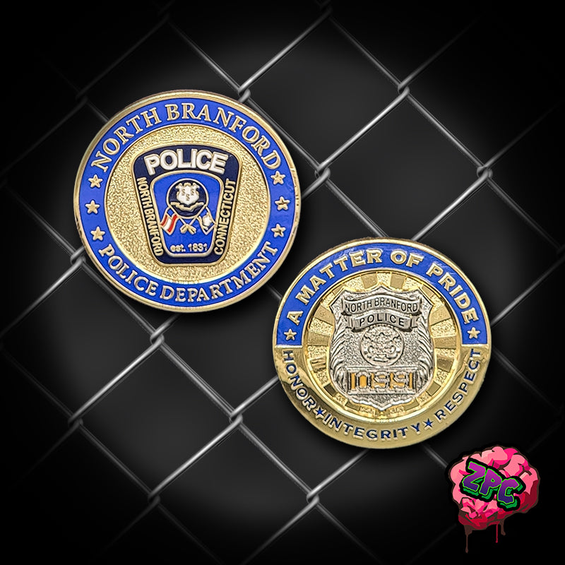 CT- NORTH BRANFORD CONNECTICUT POLICE DEPT. - BADGE LOGO CHALLENGE COI ...